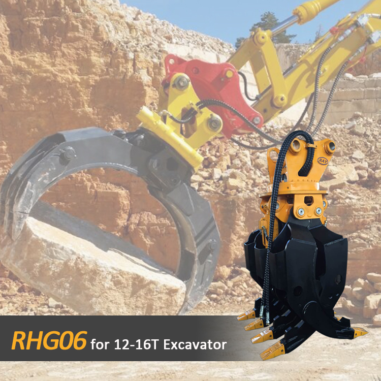 RHG06 Stone Grapple for 9-16T Excavator - RAY Attachments