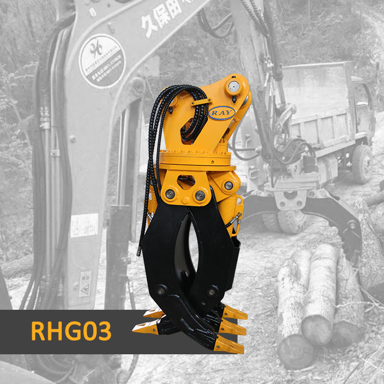 RHG03 Model Hydraulic Wood Grapple for 4-5 Ton Excavator - RAY Attachments